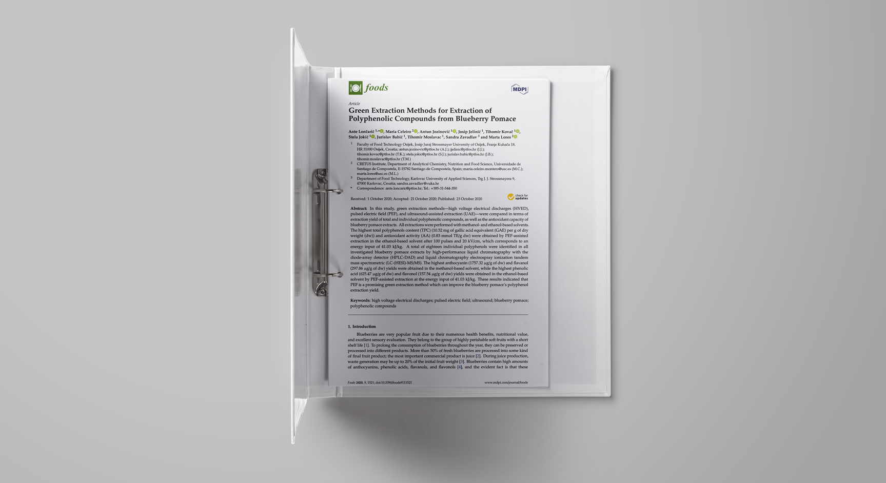Green Extraction Methods For Extraction Of Polyphenolic Compounds From Blueberry Pomace